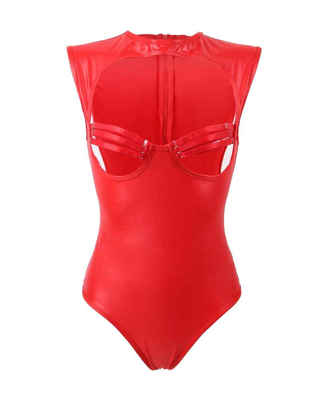 Plus Size Red Leather Open Bust Teddy Ohyeahlady